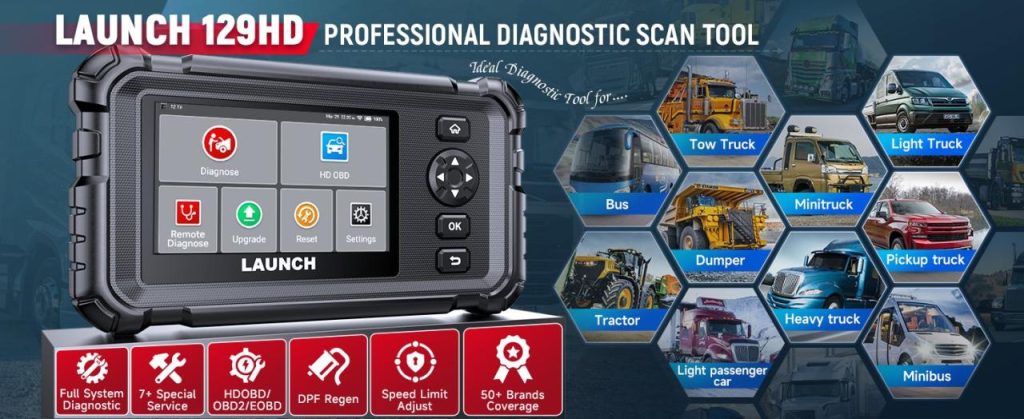 LAUNCH Creader CRP129 HD Heavy Duty Truck Scanner Diesel Full System ...