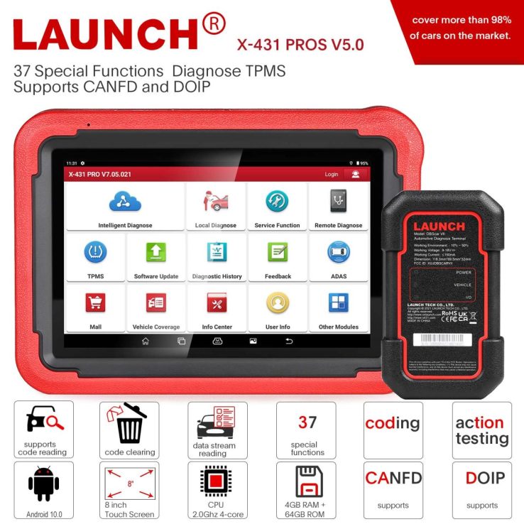 Launch X-431 PROS V5.0 Diagnostic Tool 37 Special Functions Supports ...
